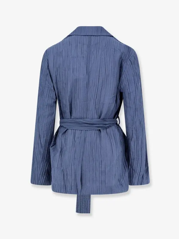 JOSEPH Crinkle Fabric Belted Blazer - Blue
