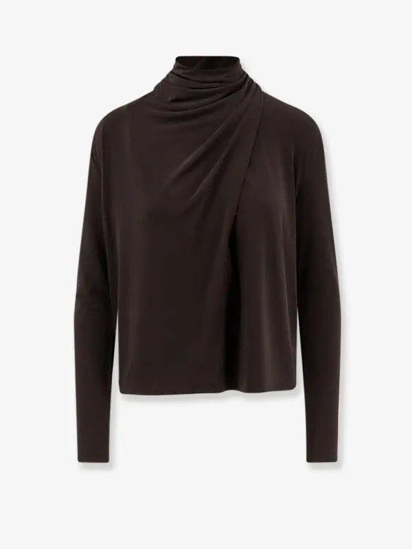 Vince Draped Jersey Top - Brown