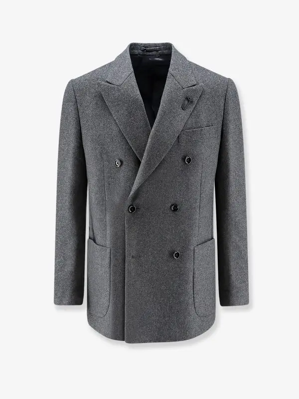 LARDINI Double-breasted Wool And Cashmere Blend Blazer