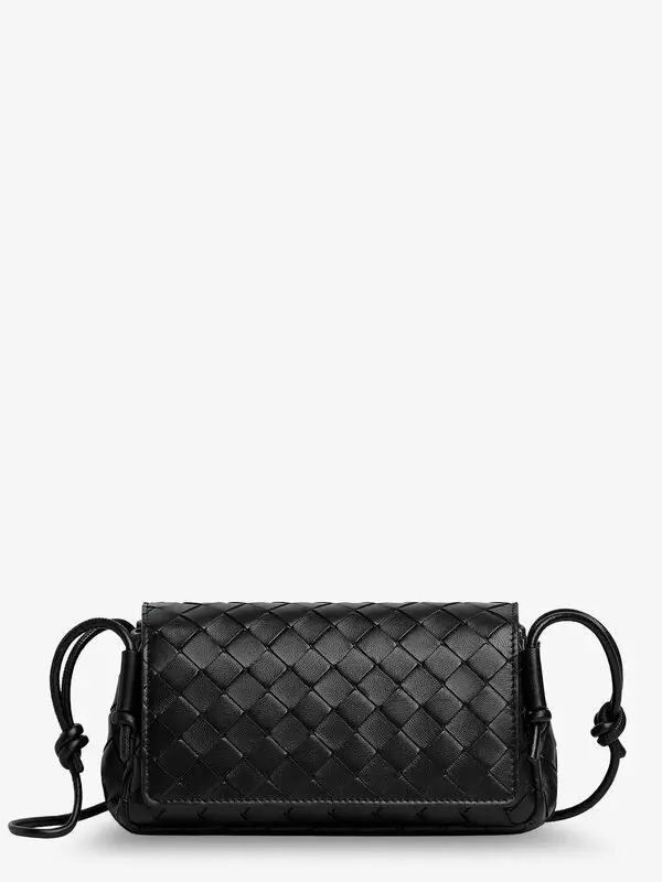 Bottega Veneta Notturno Clutch Bag With Leather Shoulder Strap - Black