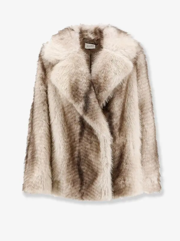 NUDE Faux Fur Jacket With Wide Lapel