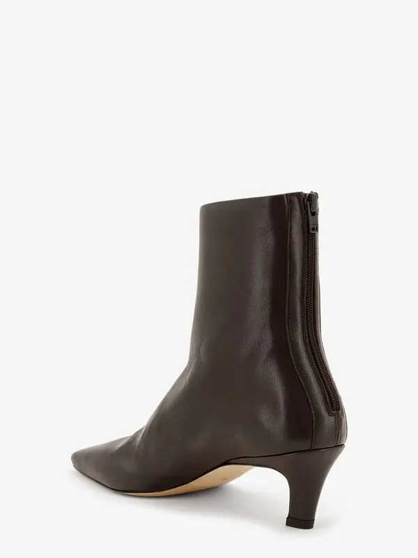 TOTEME Leather Square Toe Zip Up Ankle Boots