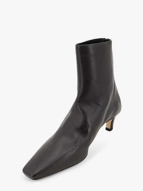 TOTEME Leather Square Toe Zip Up Ankle Boots