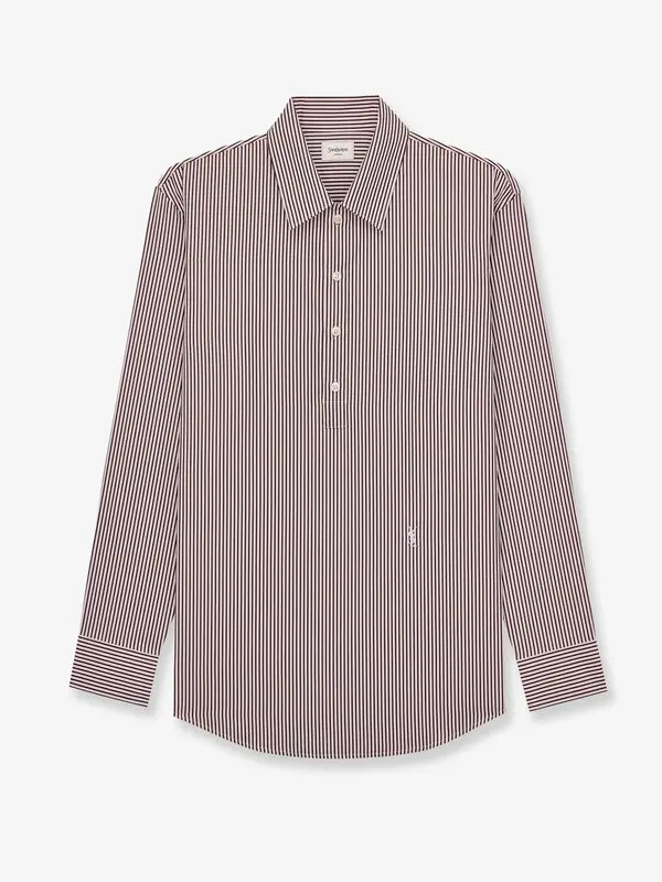 Saint Laurent Cassandre Cotton Shirt With Striped Pattern