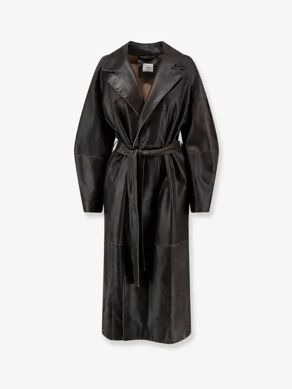 ALYSI Heavy Leather Coat With Vintage Effect