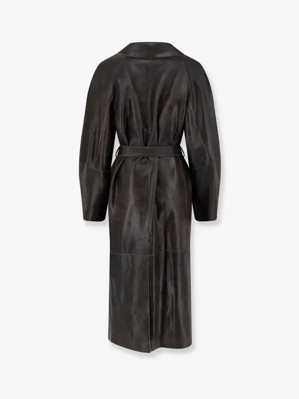 ALYSI Heavy Leather Coat With Vintage Effect