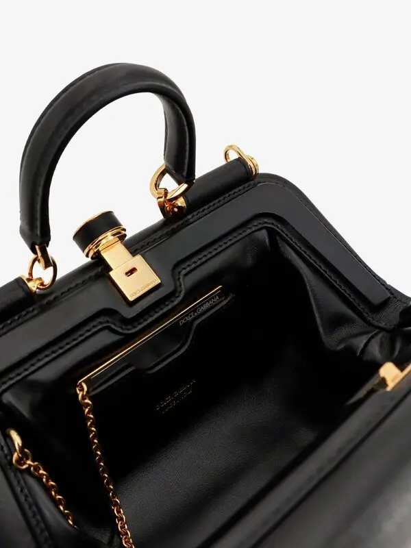 Dolce & Gabbana Leather Handbag With Logo Clasp