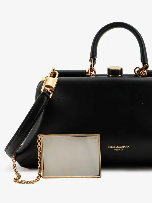 Dolce & Gabbana Leather Handbag With Logo Clasp