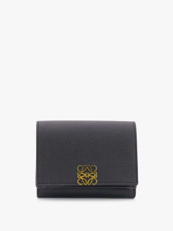 Loewe Anagram Tri-fold Leather Wallet - Black