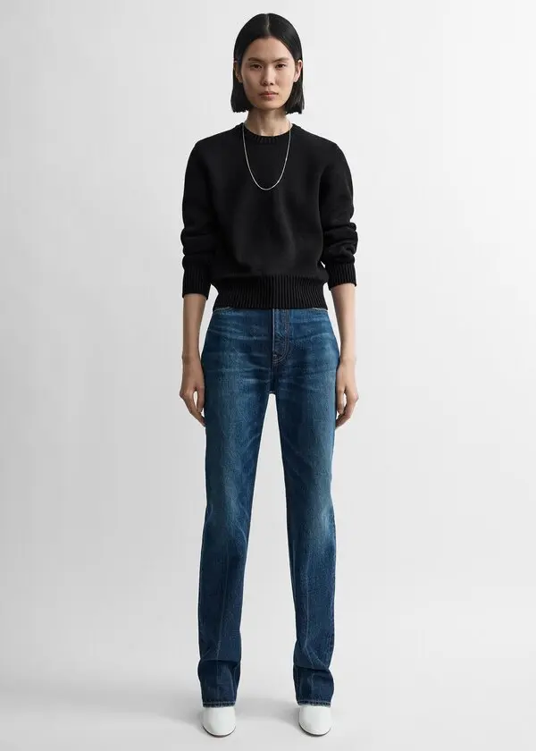TOTEME Merino Cotton Crew Knit - Black