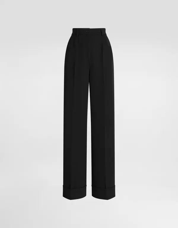 Dolce & Gabbana Wool Gabardine Trousers Pants And Shorts - Black