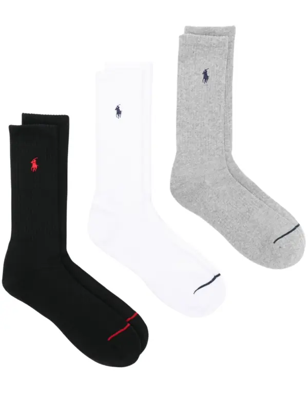 Polo Ralph Lauren Crew Socks With Polo Pony Motif Pack Of Three - Multi