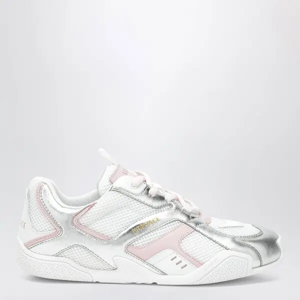 Versace Galaxia Silver Mesh And Leather Sneakers - Multicolor