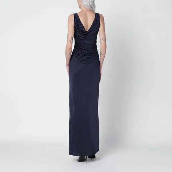 Versace Navy Viscose Jersey Evening Dress