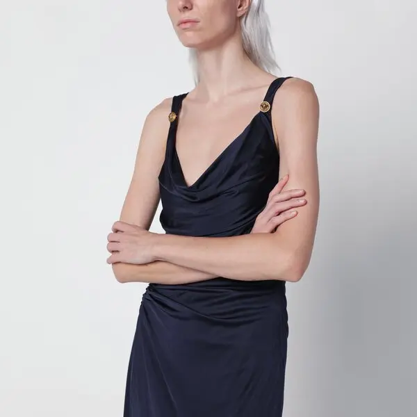 Versace Navy Viscose Jersey Evening Dress