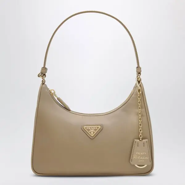 Prada Camel Re-edition 2005 Bag In Re-nylon And Saffiano Leather
