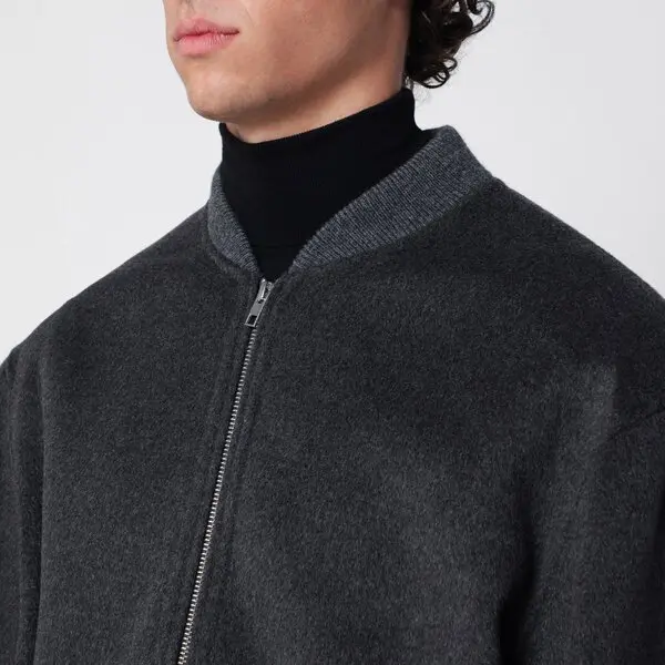 Soft Goat Dark Wool And Cashmere Bomber Jacket