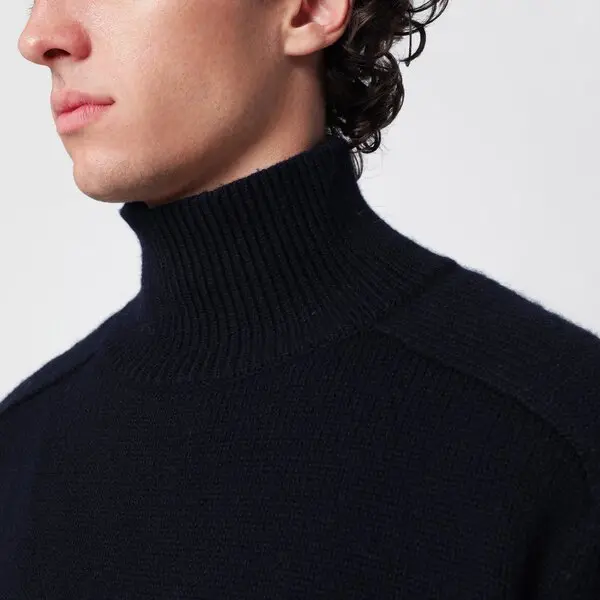 Soft Goat Navy Cashmere Turtleneck Sweater