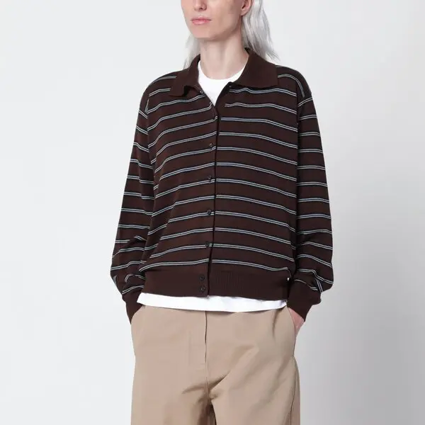 CORDERA Striped Cotton Polo Cardigan