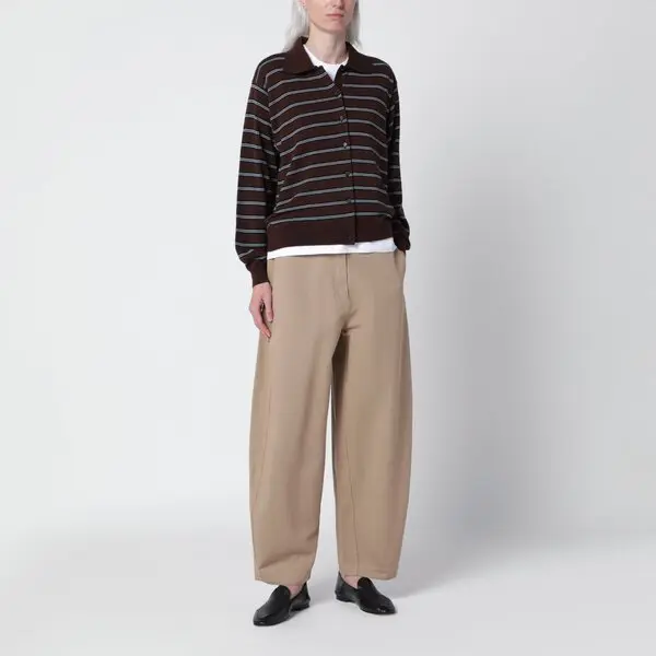 CORDERA Striped Cotton Polo Cardigan
