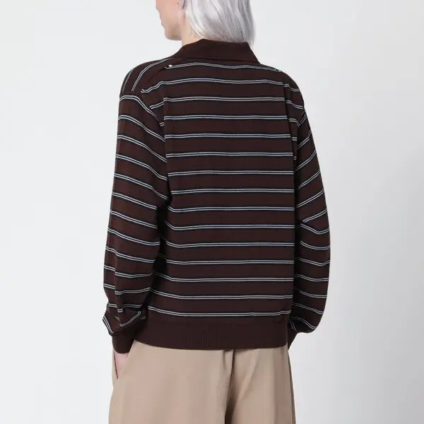 CORDERA Striped Cotton Polo Cardigan