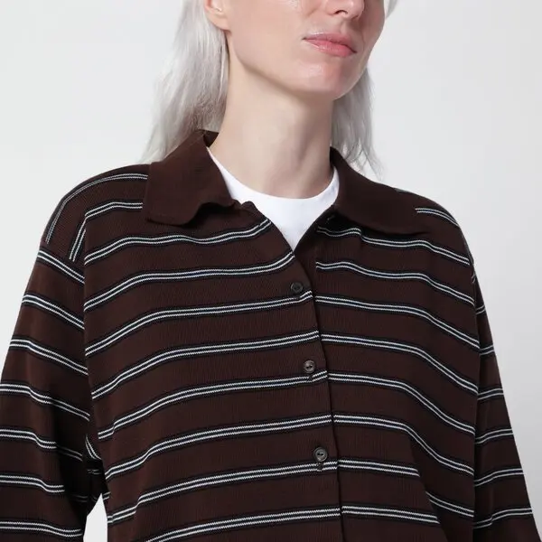CORDERA Striped Cotton Polo Cardigan