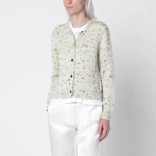 CORDERA Mélange Merino Wool Cardigan - White