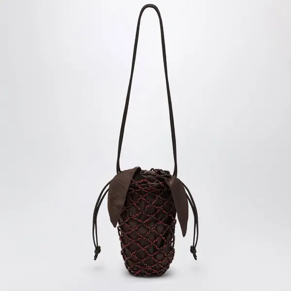 CORDERA Beaded Net Bag - Brown