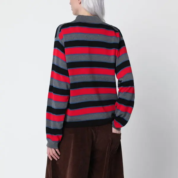 CORDERA Striped Long Sleeve Polo Shirt