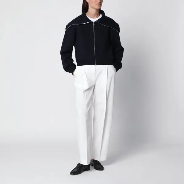 RÓHE Navy Wool Zip-up Cardigan