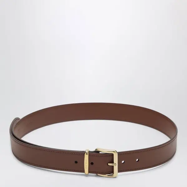 Miu Miu Leather Belt With Gold-tone Buckle - Brown