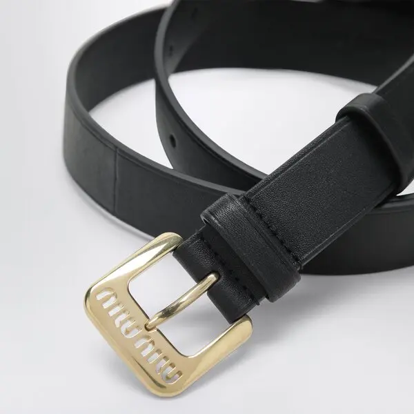 Miu Miu Leather Belt With Logo Buckle