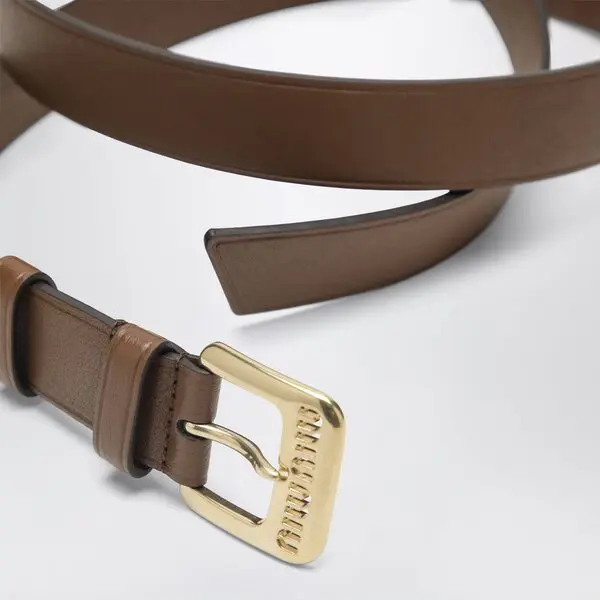 Miu Miu Leather Belt With Logo Buckle