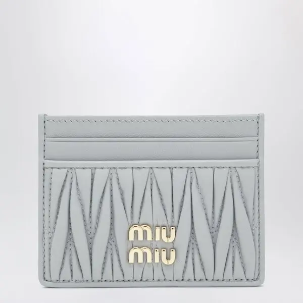 Miu Miu Pearl Matelassé Nappa Leather Card Holder - Grey