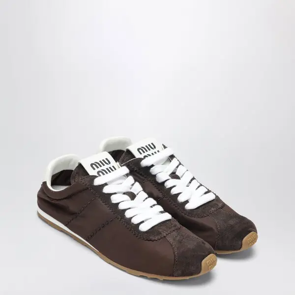 Miu Miu Leather Plume Trainers - Brown