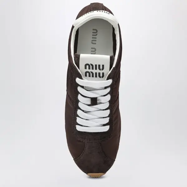 Miu Miu Leather Plume Trainers - Brown