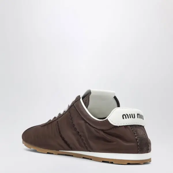 Miu Miu Leather Plume Trainers - Brown