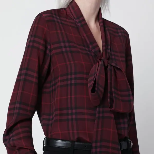 Burberry Silk Check Shirt With Scarf Detail