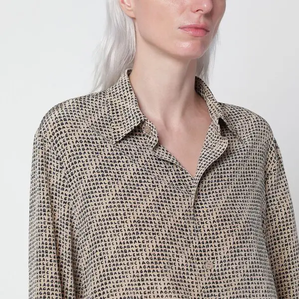 Balenciaga And Black Monogram Silk Shirt