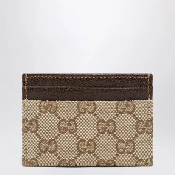 Gucci Horsebit Card Holder In Gg Fabric In /brown