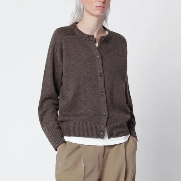 Loulou De Saison Aidar Cardigan In Taupe Wool And Cashmere - Brown