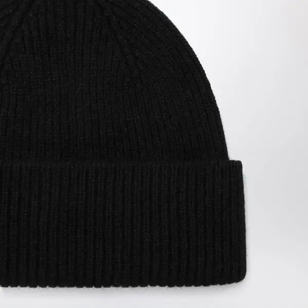 LE BONNET Beanie In Wool And Caregora In Onyx
