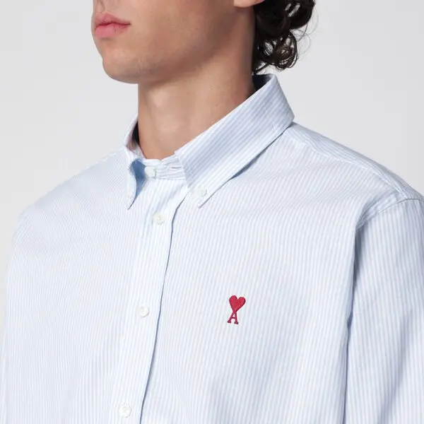 AMI Paris White Striped De Coeur Shirt