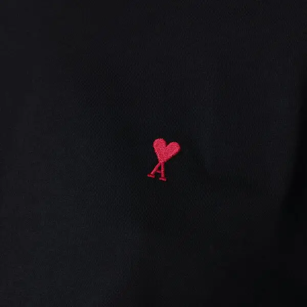 AMI Paris Cotton Sweater With Embroidered De Coeur Detail - Black