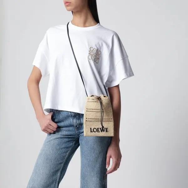 Loewe Raffia Drawstring Pouch