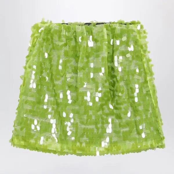 DOUUOD Lime Sequin Skirt