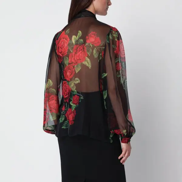 Dolce & Gabbana Rose-print Silk Chiffon Blouse