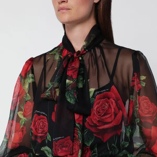 Dolce & Gabbana Rose-print Silk Chiffon Blouse
