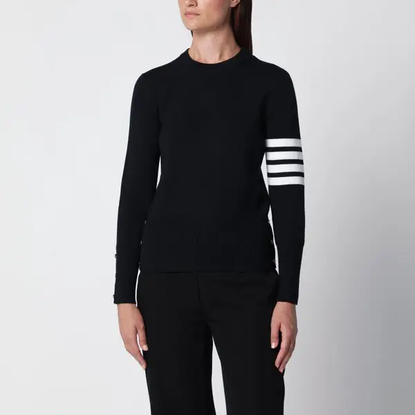Thom Browne Four-bar Wool Crew-neck Sweater - Blue