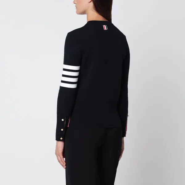 Thom Browne Four-bar Wool Crew-neck Sweater - Blue